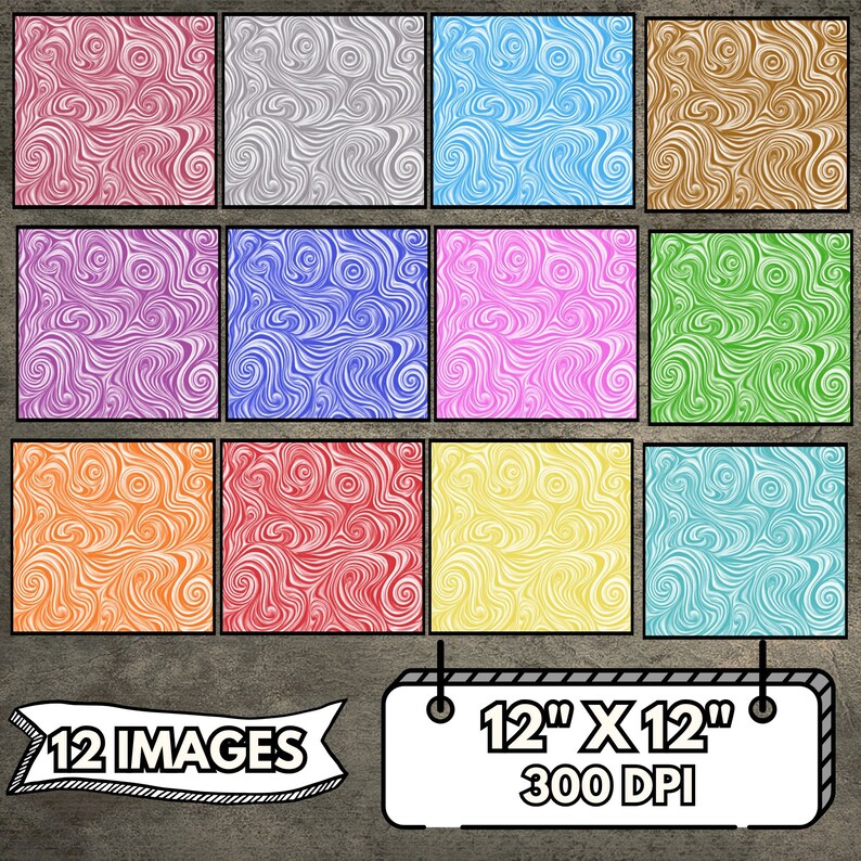 Colorful Wavy Digital Paper, Wavy Swirl Backgrounds, Liquid Marble ...