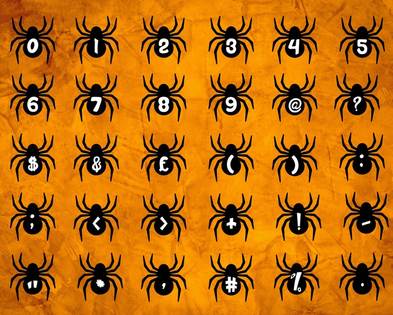 Spider Alphabet Svg Bundle,spider Svg Font, Halloween Alphabet Clip Art ...