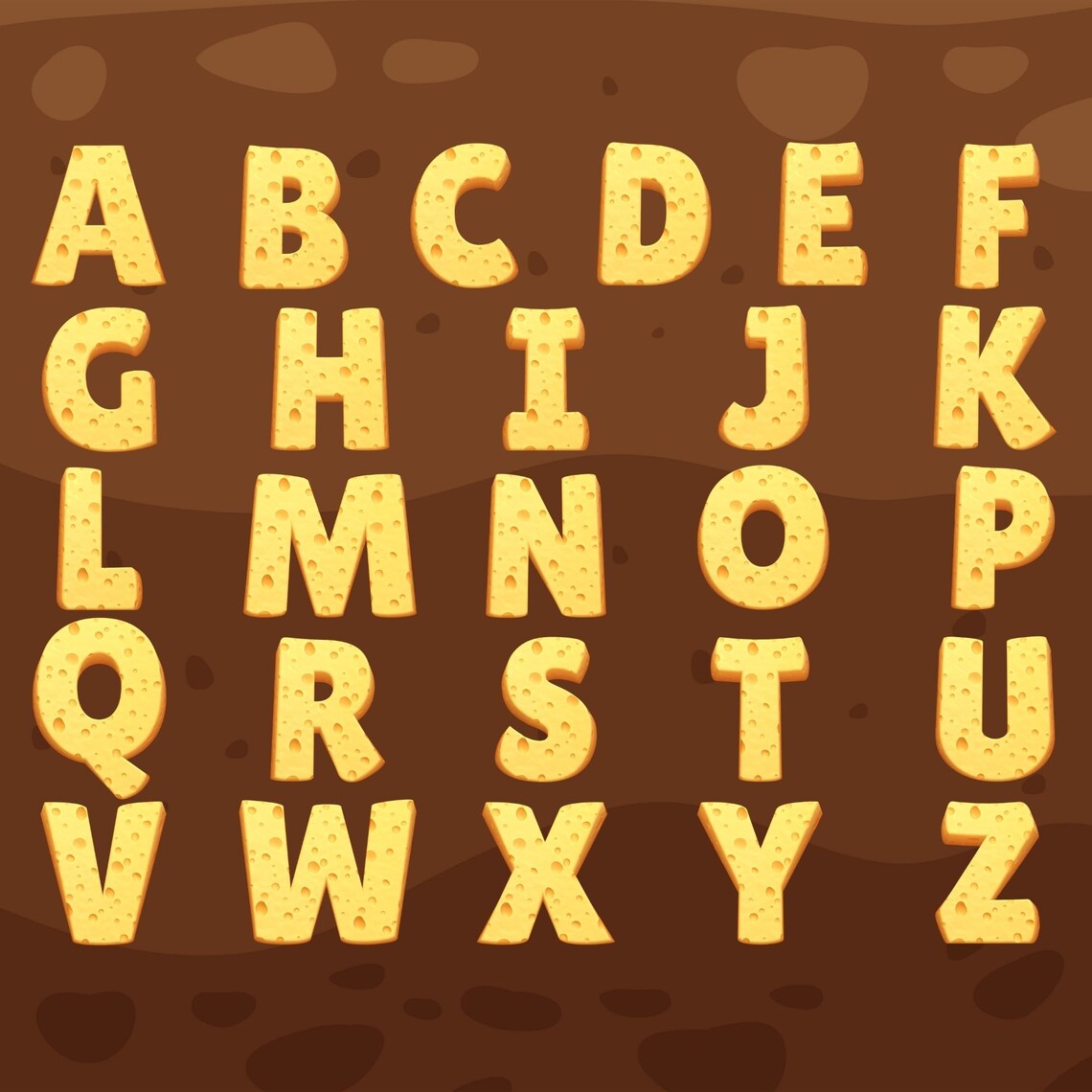 3D Cheese SVG Letters, Cheese Alphabet Clip Art Set ,3D Cheese PNG ...