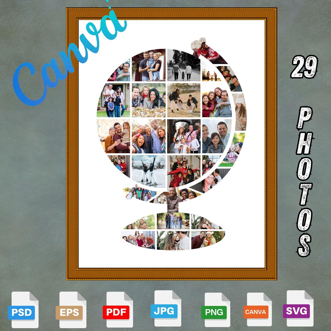 Globe Photo Collage Template | Globe Template | School Globe Collage ...
