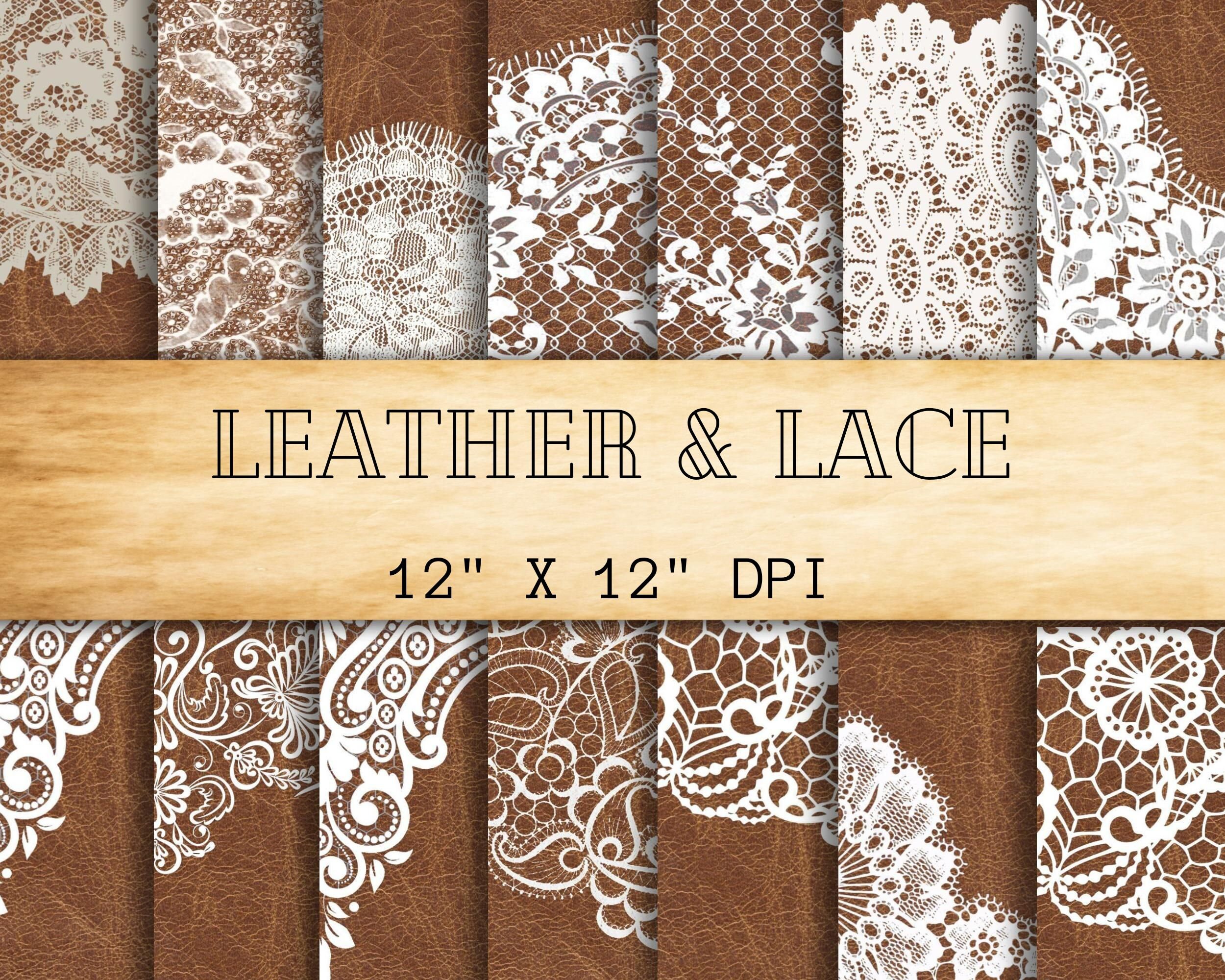 White Lace and Leather Digital Paper Pack Vintage Lace Pattern Digital ...