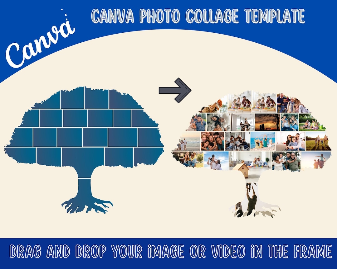 Editable Family Tree Photo Collage Template , Family Tree Anniversary ...