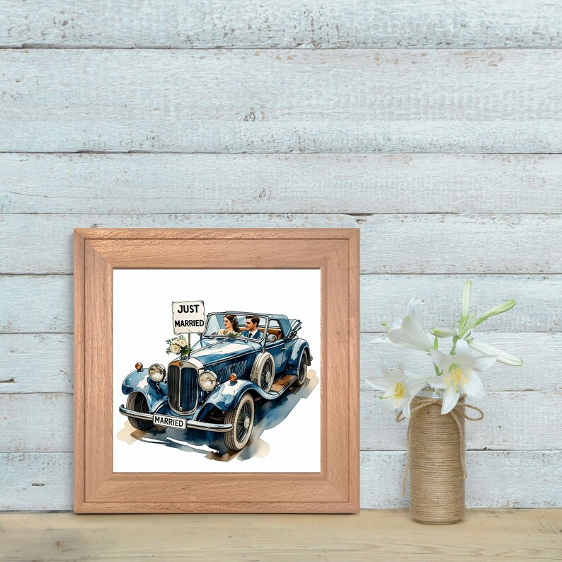 Just Married Clip Art Bundle| Vintage Cabriolet Illustrations ...
