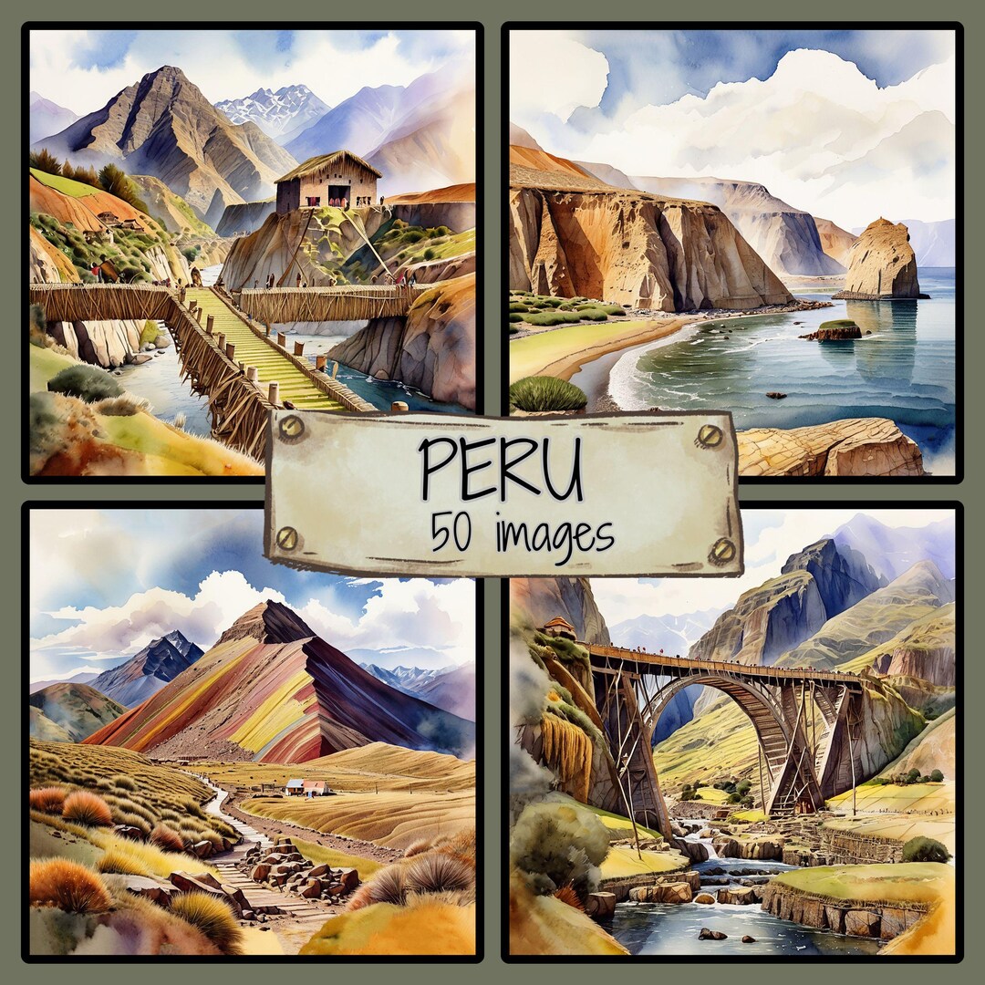Watercolor Peru Clipart Bundle JPG |south America Scrapbooking Paper ...