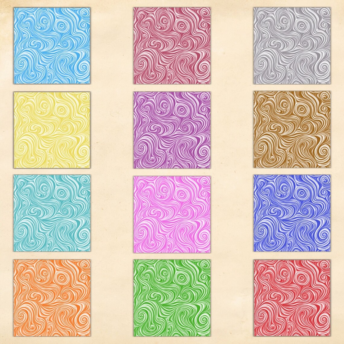 Colorful Wavy Digital Paper, Wavy Swirl Backgrounds, Liquid Marble ...