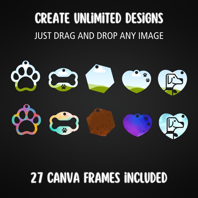 Fill Your Own Editable Dog Tag Canva Frame, Dog Tag Template,drag&drop ...