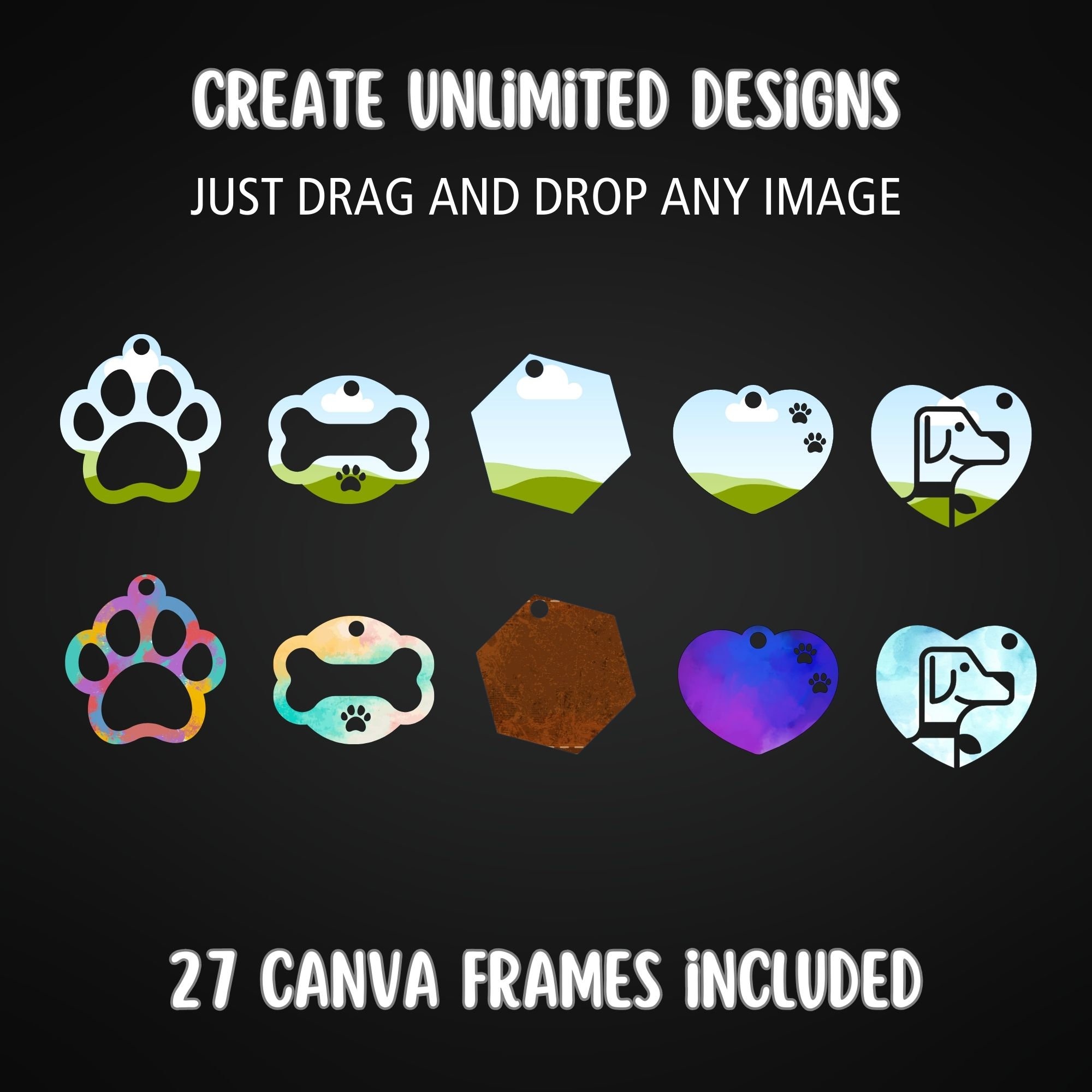 Fill Your Own Editable Dog Tag Canva Frame, Dog Tag Template,drag&drop ...