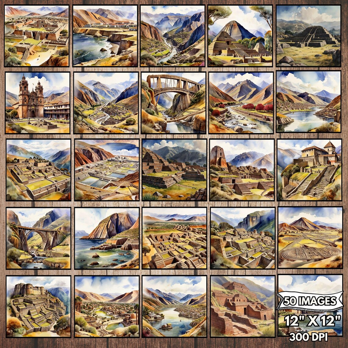 Watercolor Peru Clipart Bundle JPG |south America Scrapbooking Paper ...