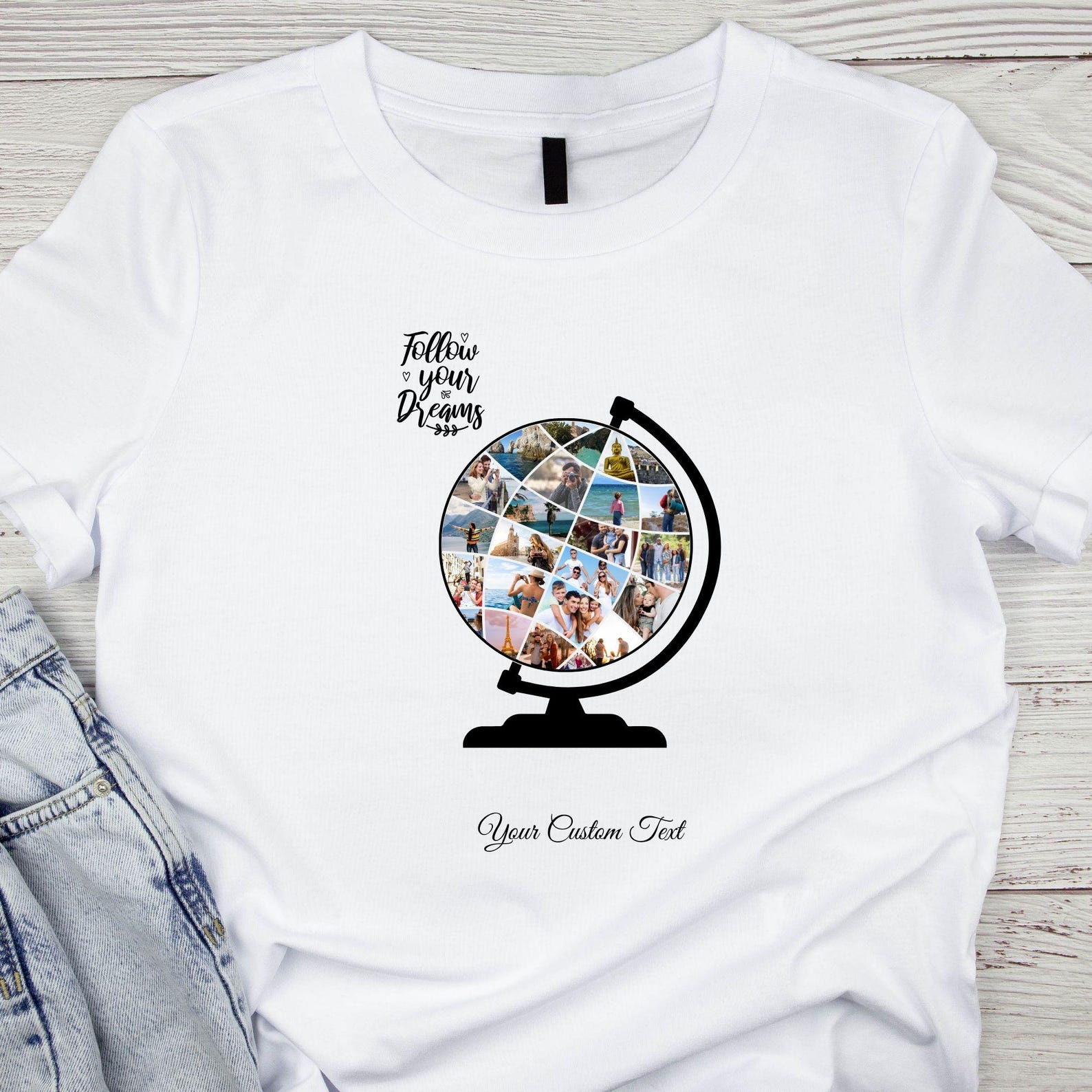 Globe Photo Collage Template: Travel Keepsake, Editable Canva Frame ...