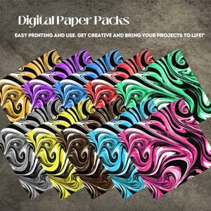 Colorful Swirls Digital Paper, Abstract Texture Backgrounds, Marble ...