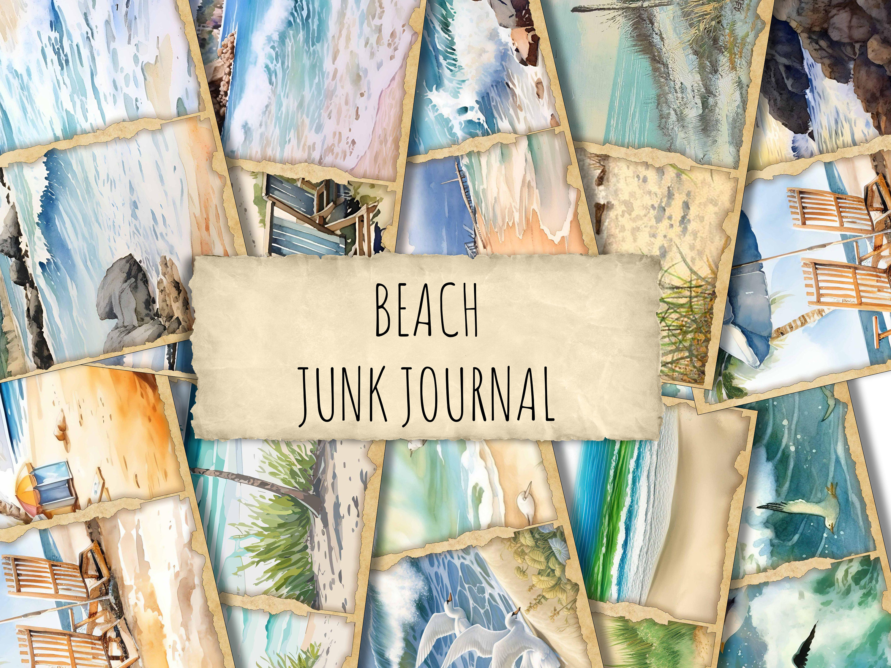 Vintage Beach Junk Journal Pages, Digital Beach Themed Scrapbook Paper ...