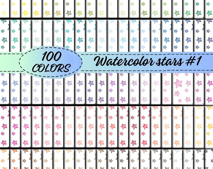 White Star Rainbow Confetti Digital Paper Bundle, Seamless Pattern ...