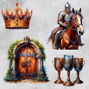 Medieval Life Clip Art Set, Medieval Life Illustrations, Knights and ...