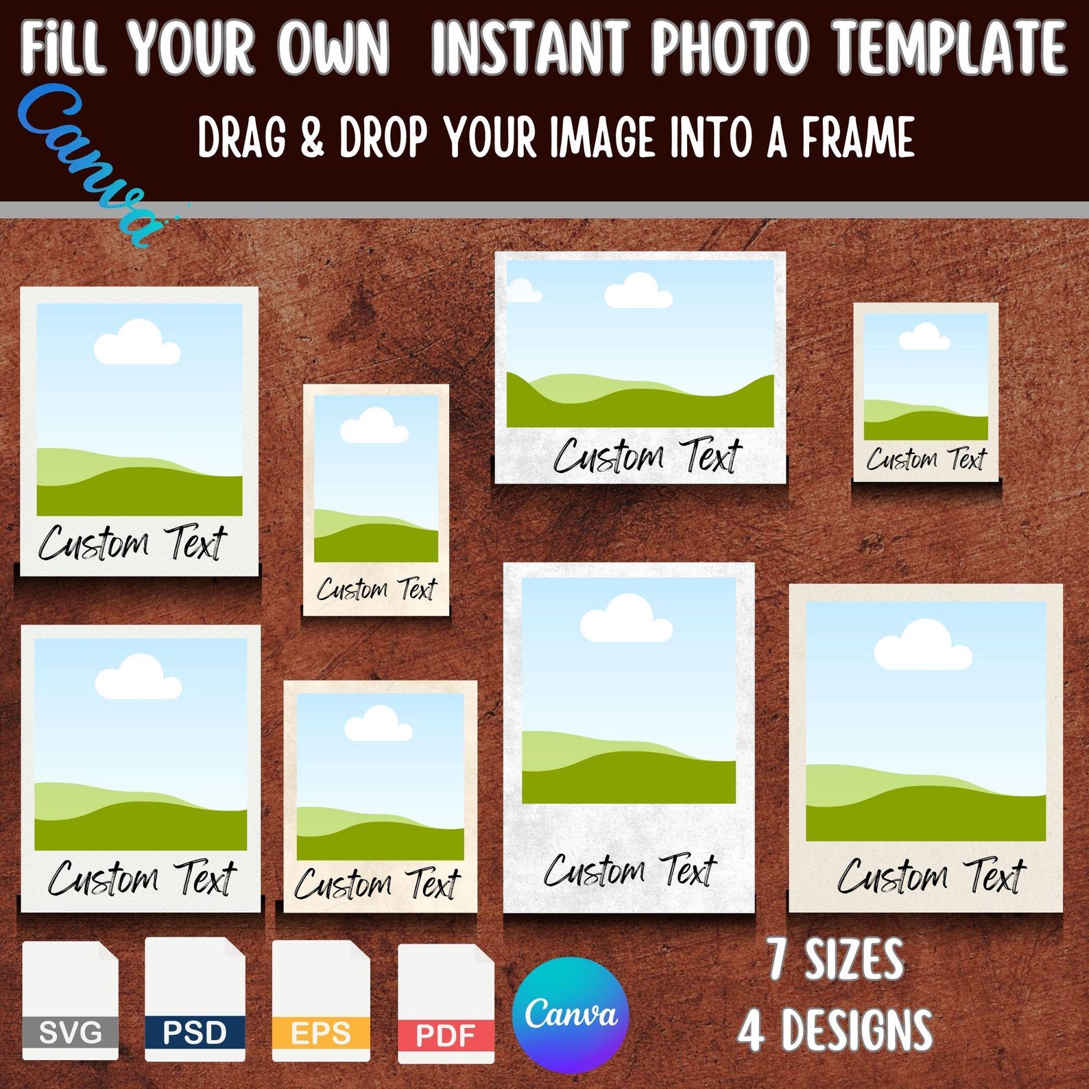 Fill Your Own Instant Photo Frame Template Svg Psd Eps Pdf Canva Format ...