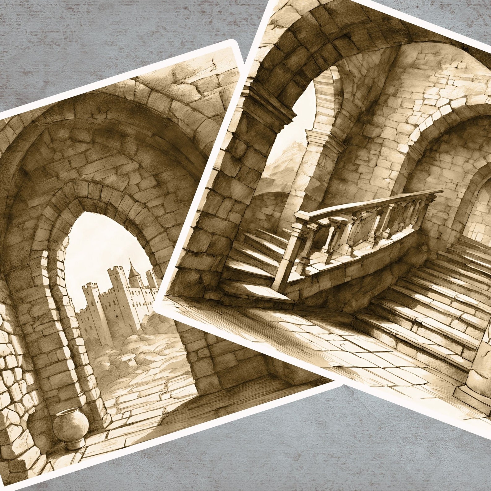 Vintage Medieval Castle Clip Art Set, Digital Scrapbooking Papers ...