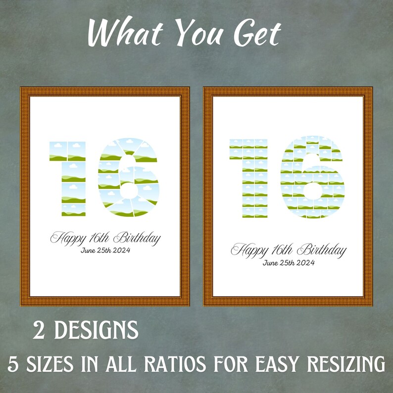 16th Birthday Number Photo Collage Frame, Customizable Canva Templates ...