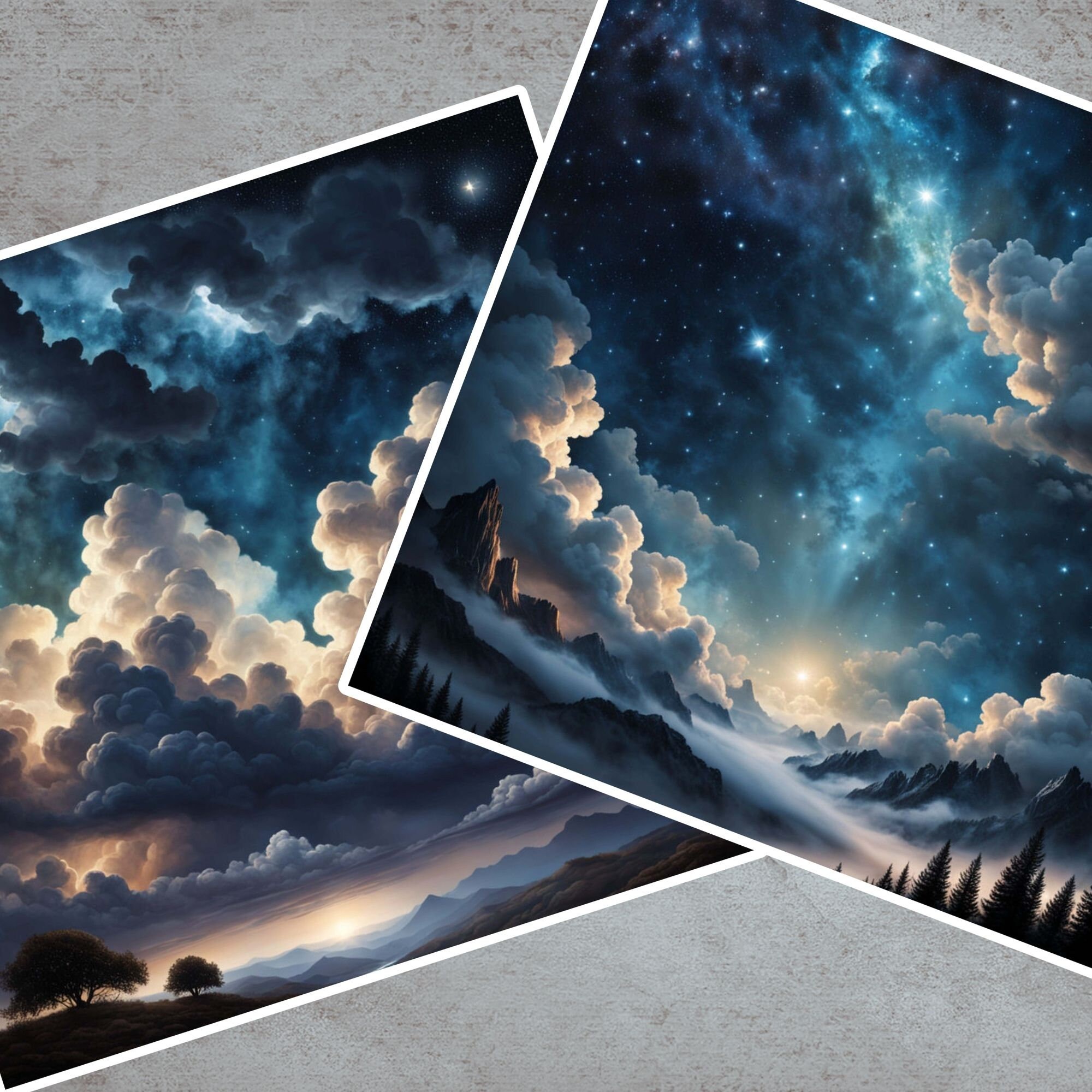 Watercolor Colorful Cloudy Skies Digital Paper Pack,cloud and Sky ...