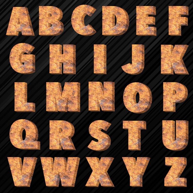 Rusted Alphabet Letters Set, Rusty Metal 3D Banner Letters,rusty Metal ...
