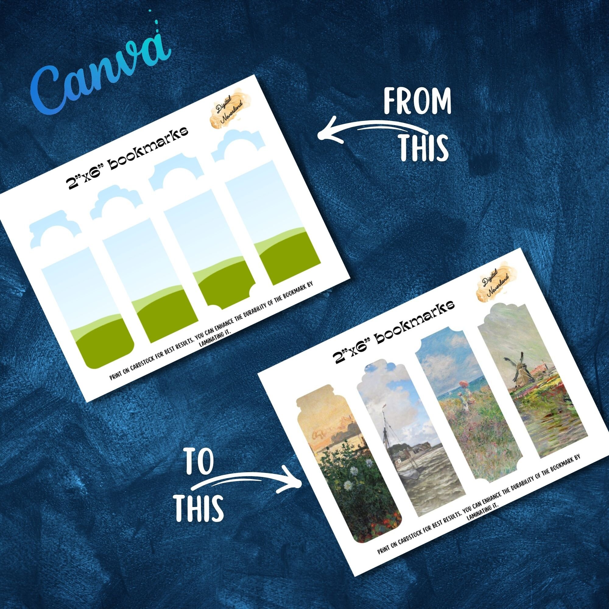 Editable Canva Digital Bookmark Template, Printable Bookmarks, Create ...