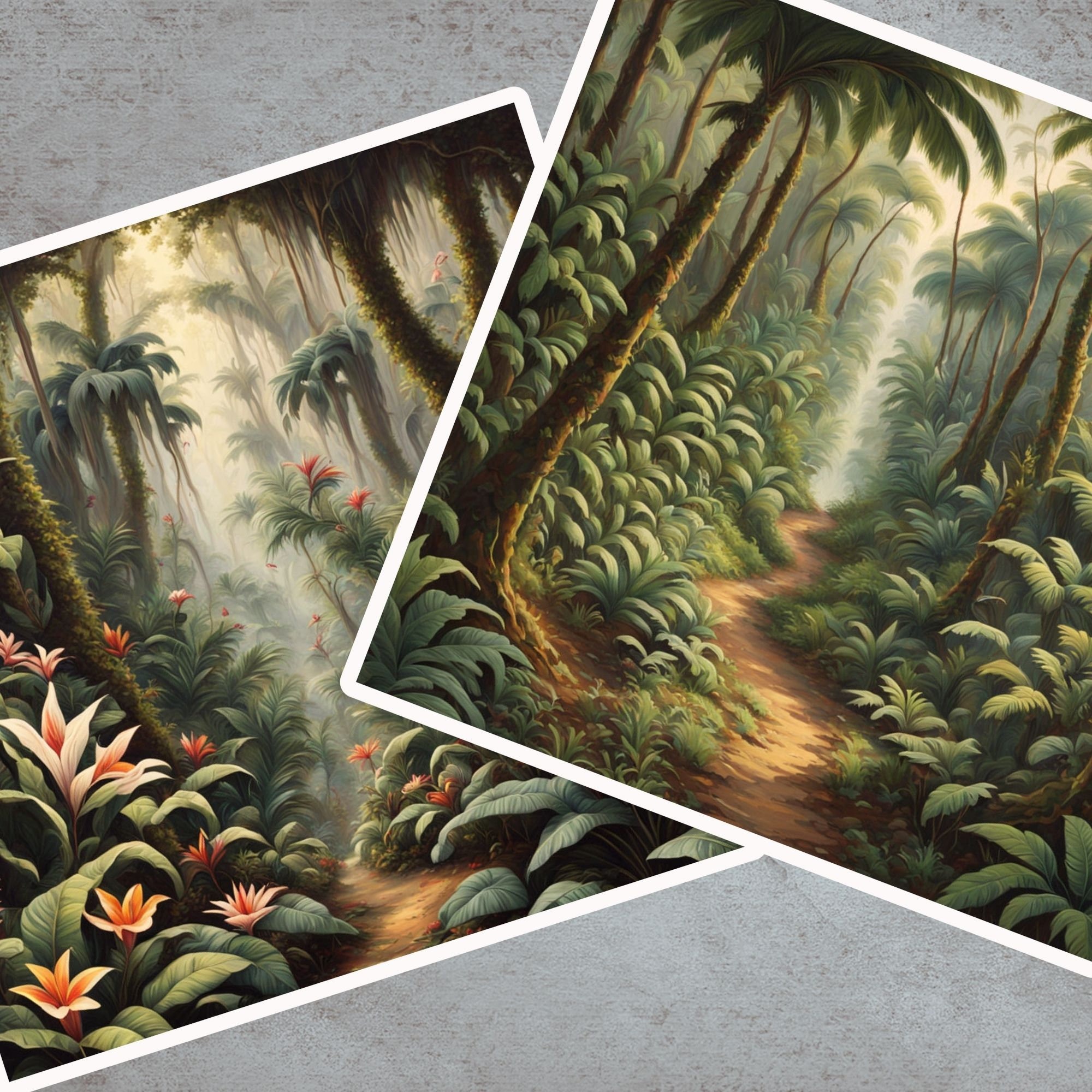 Watercolor Jungle Themed Digital Paper Pack, Jungle Forest Digital ...