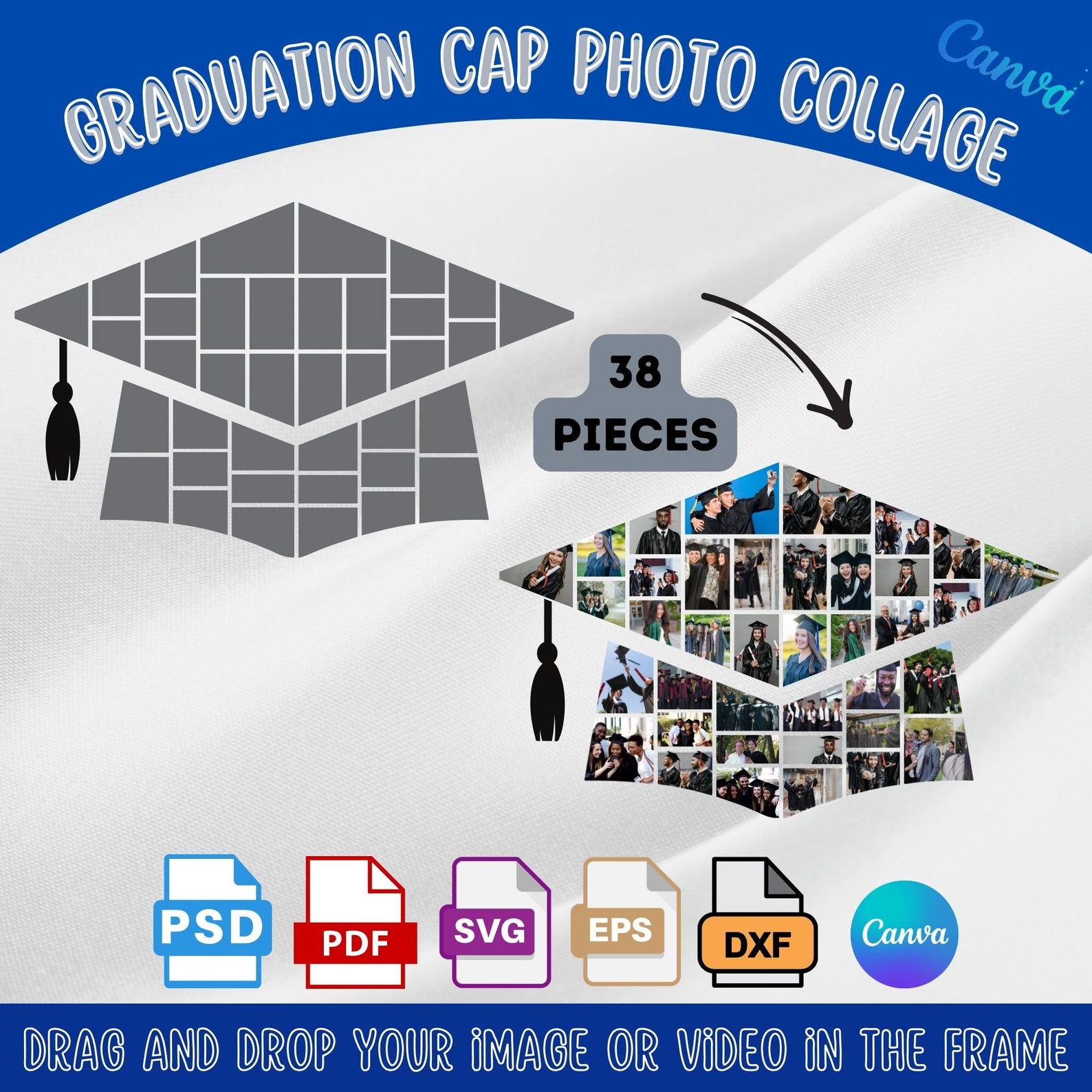 Graduation Cap Photo Collage 38 Pcs Graduation Cap Photo Collage Canva ...
