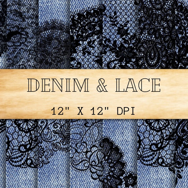 Denim and Lace Scrapbook Paper - Etsy