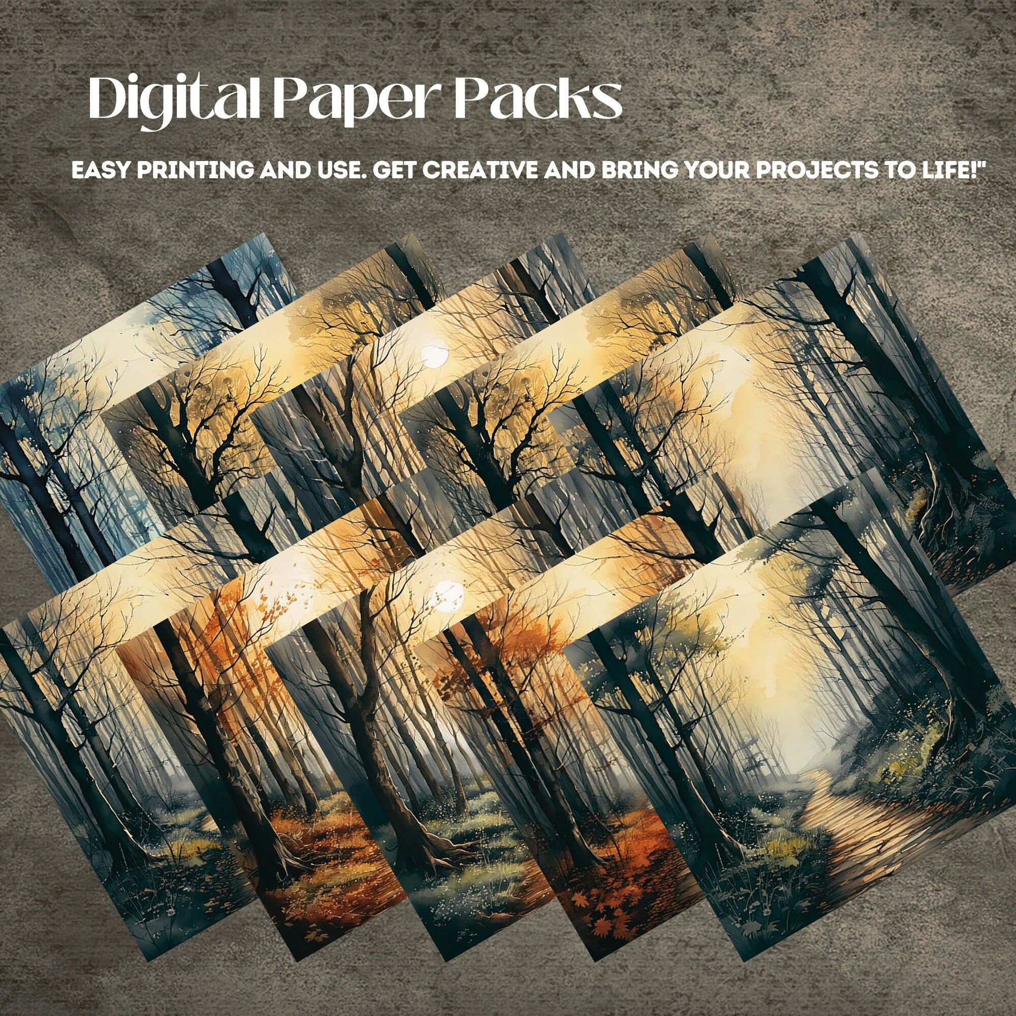Deep Forest Digital Paper Pack,dark Forest Digital Scrapbooking Paper ...