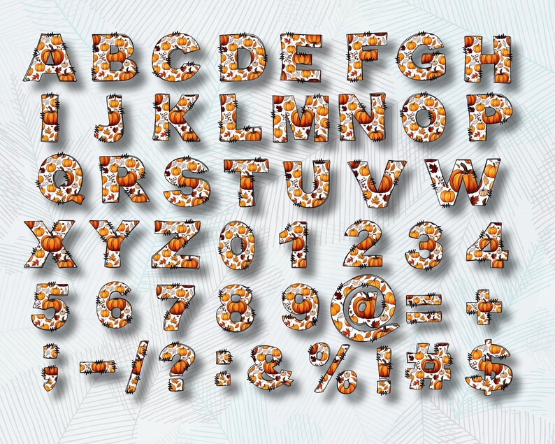 Fall Doodle Alphabet Letters SVG, Alpha Doodle, Autumn Themed Alpha PNG ...