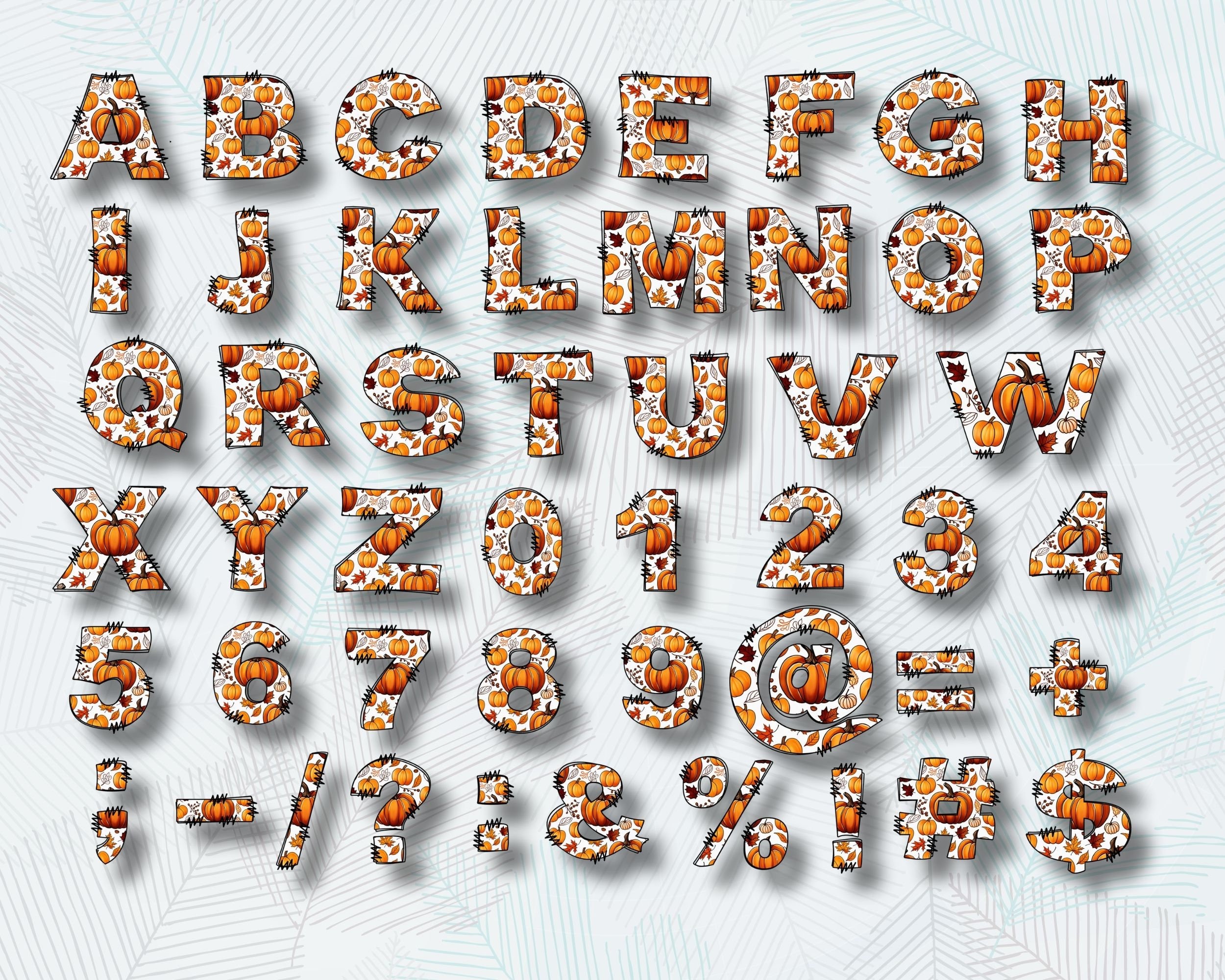 Fall Doodle Alphabet Letters SVG, Alpha Doodle, Autumn Themed Alpha PNG ...