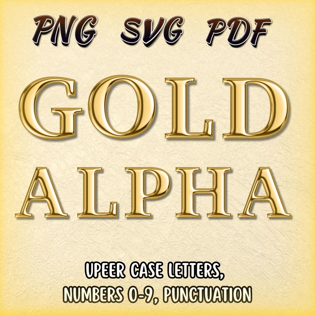Gold Chrome Alphabet Letters, Liquid Gold Alphabet Letters in PNG,SVG ...