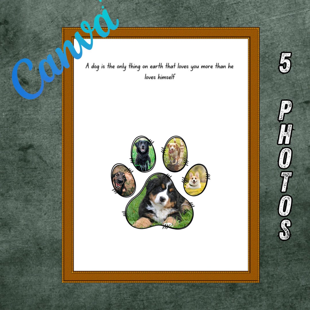 Editable Animal Paw Print Photo Collage Template – Pet Memorial, Dog ...