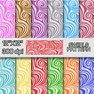 Colorful Wavy Digital Paper, Wavy Swirl Backgrounds, Liquid Marble ...