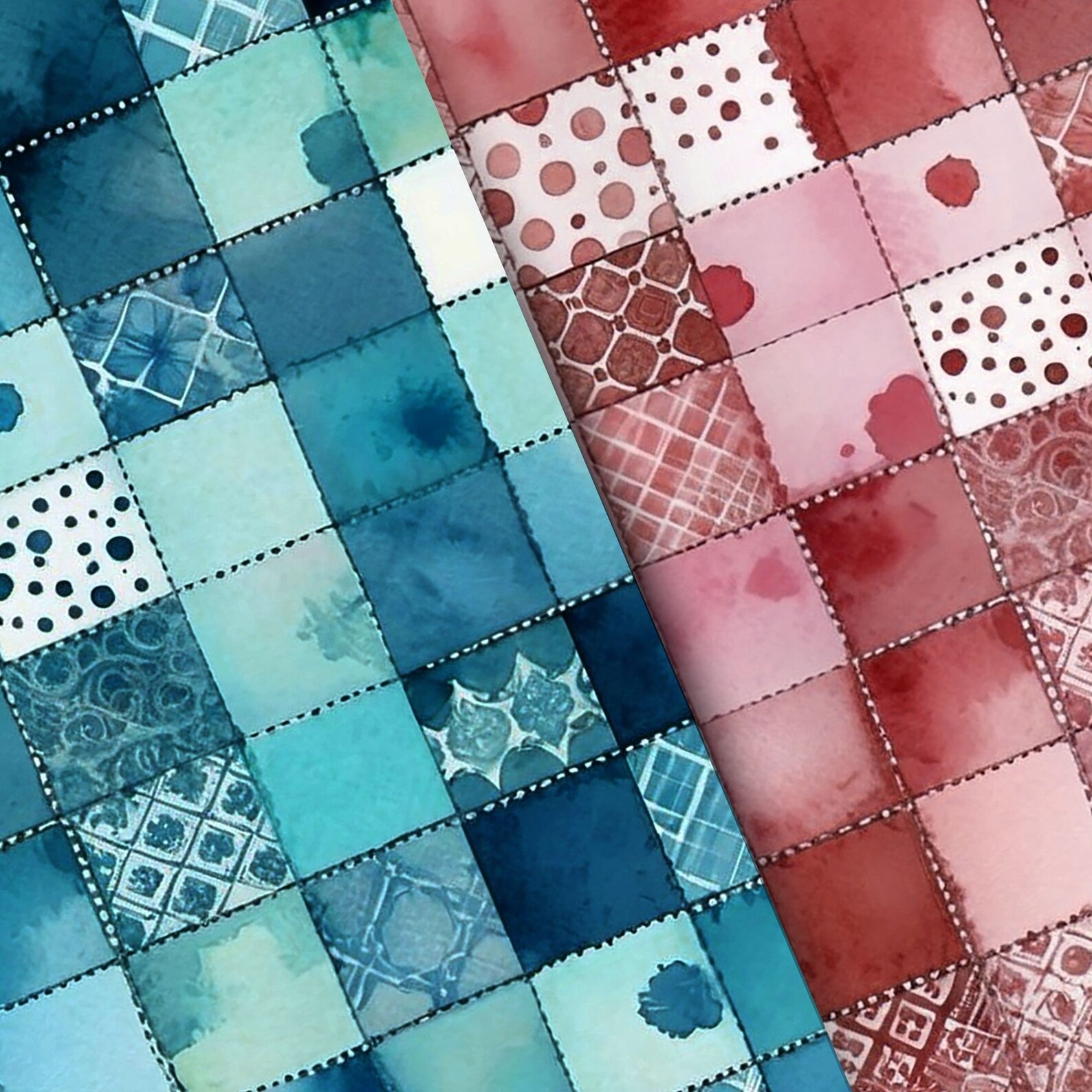 Patchwork Fabric Paper Pack, Patchwork Pattern Digital Scrapbooking ...
