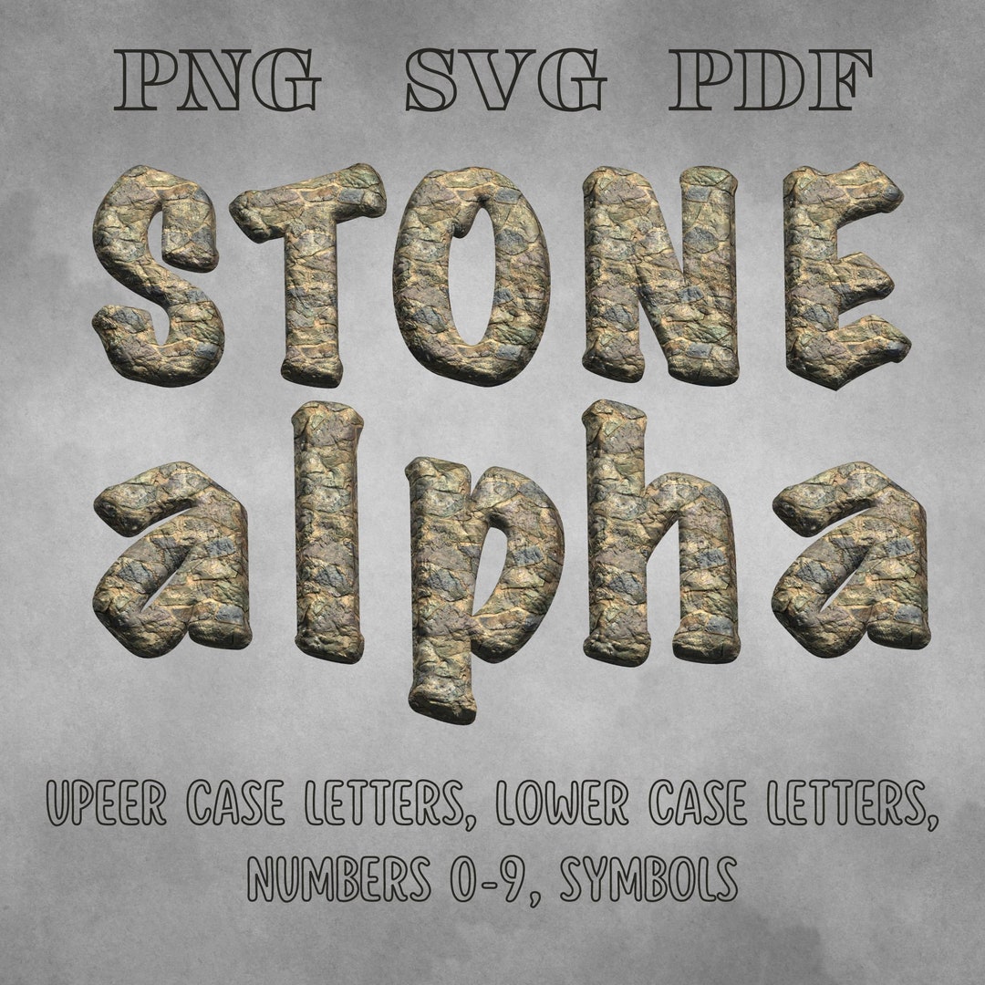 Stone Alphabet Letters and Numbers PNG, Rock Font Svg , Stone Pattern ...