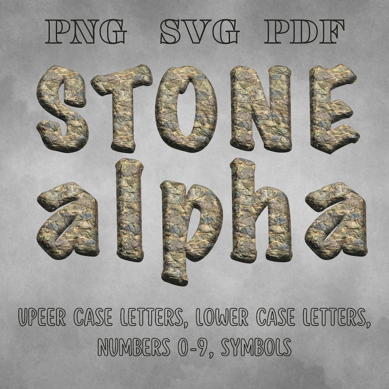Stone Alphabet Letters and Numbers PNG, Rock Font Svg , Stone Pattern ...