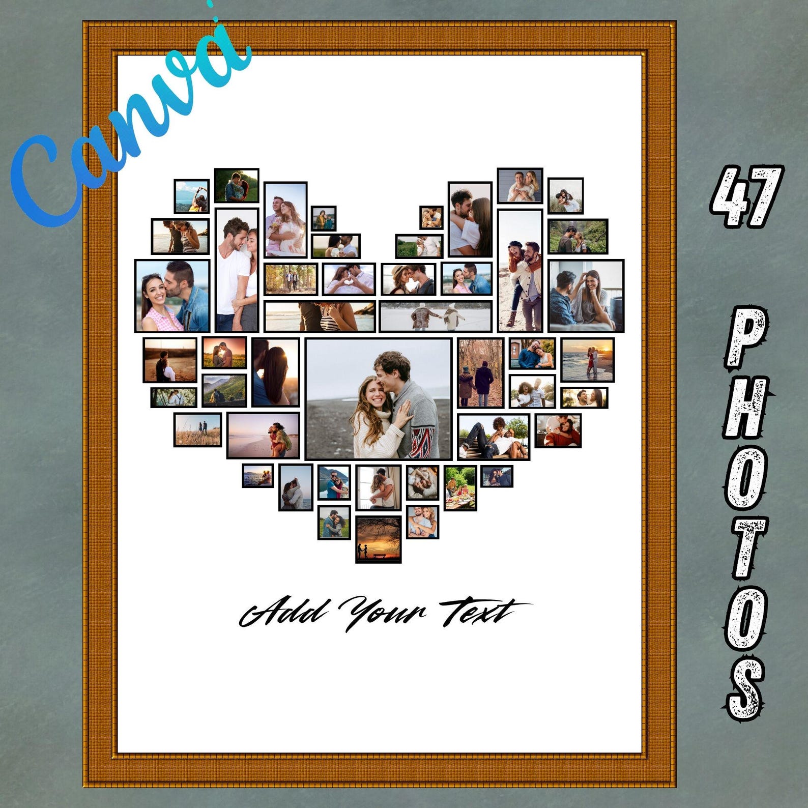 Editable Canva Love Heart Photo Collage Template,customizable Digital ...