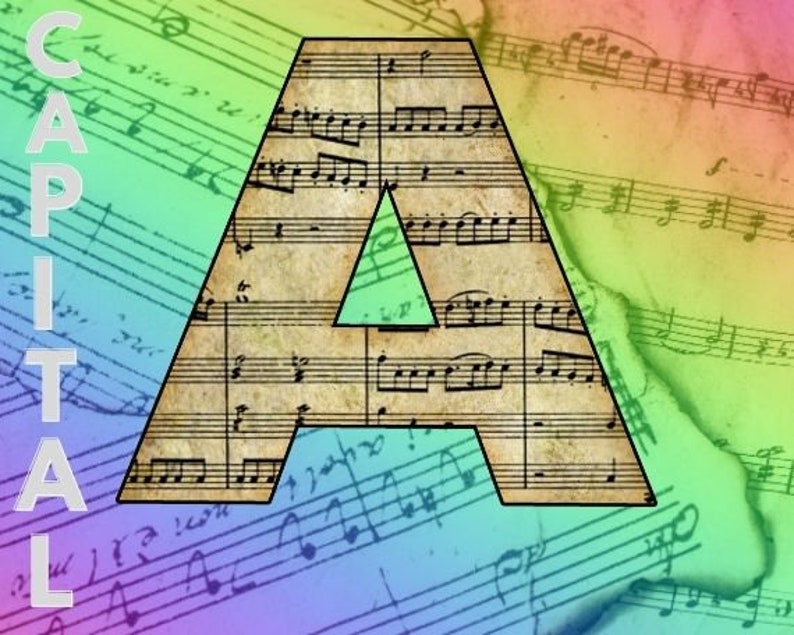 Musical Alphabet Letters Font, Music Sheets Alphabet, Music Note Upper ...