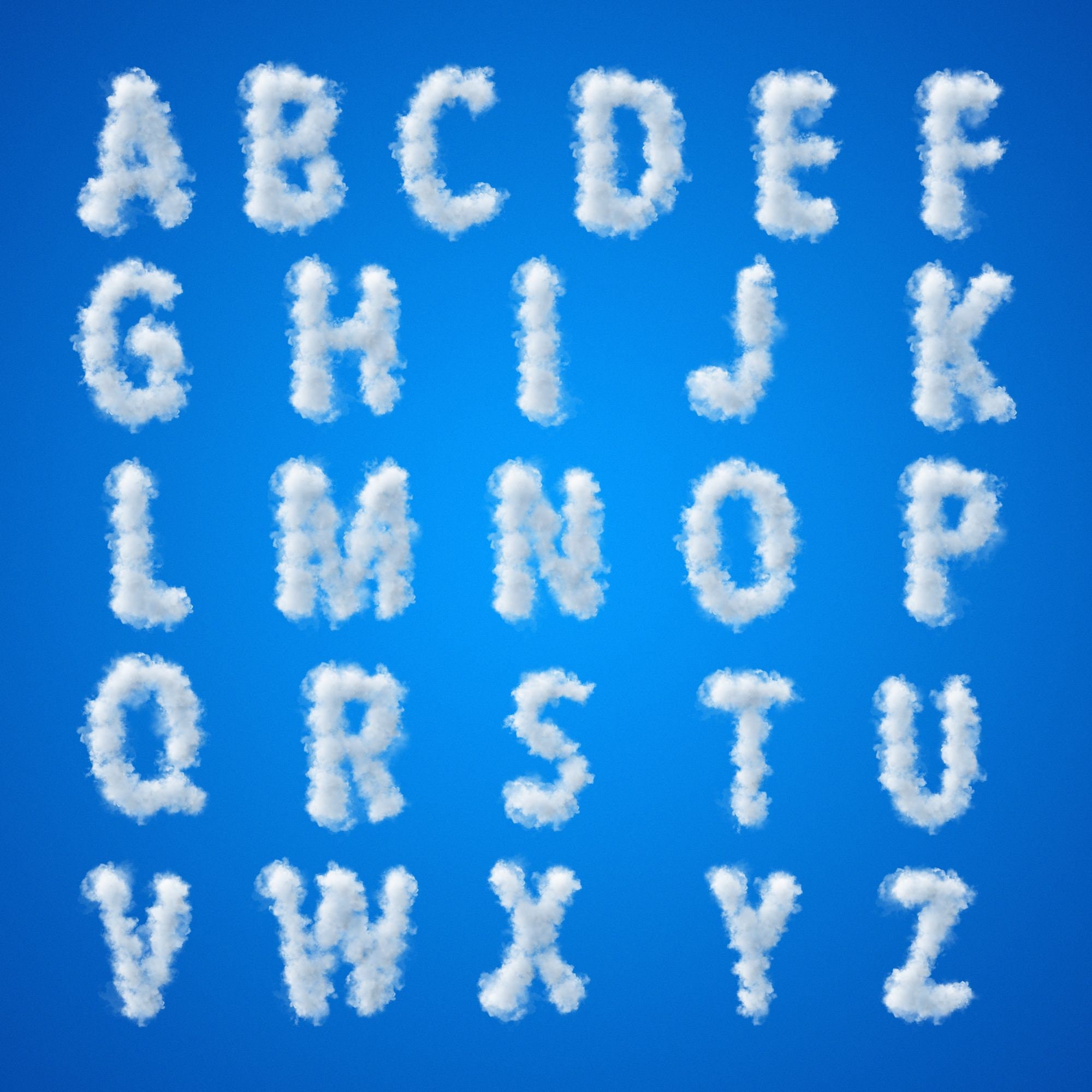 Clouds Alphabet Letters Clip Art Set, SVG, PNG, PDF Clip Art Bundle ...