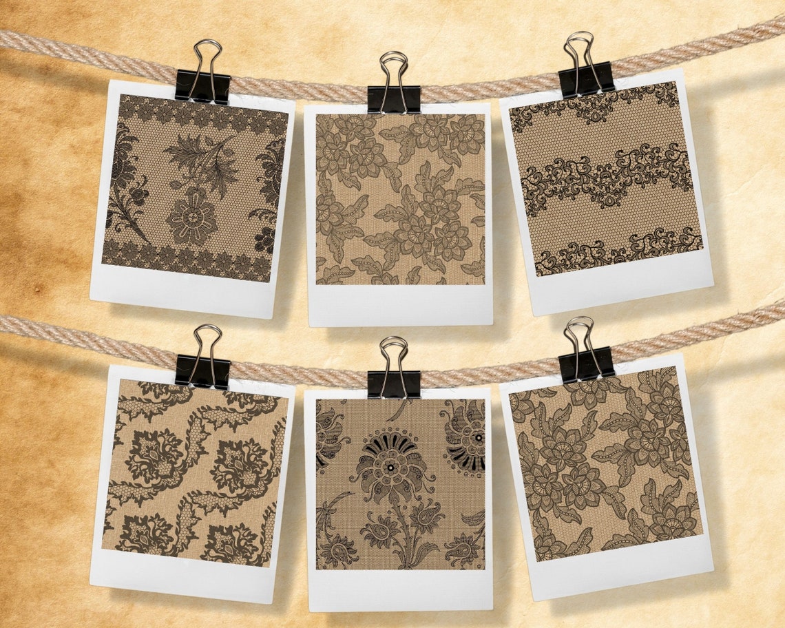Linen and Black Lace Digital Paper Pack - Linen Digital Background ...