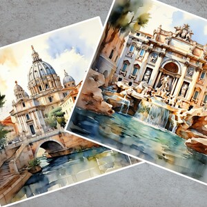 Watercolor Rome Digital Paper Pack, Ancient Rome Digital Scrapbooking ...