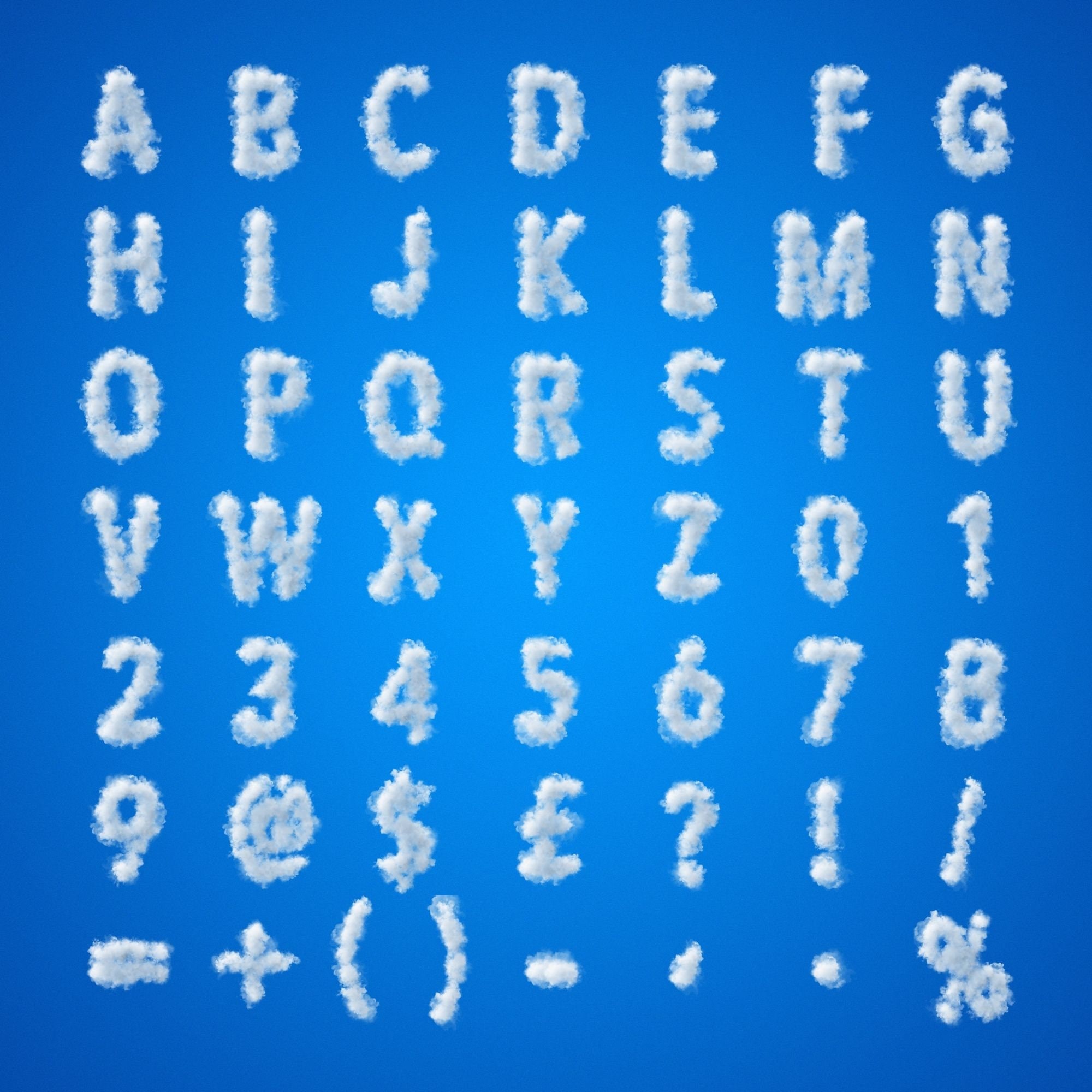 Clouds Alphabet Letters Clip Art Set, SVG, PNG, PDF Clip Art Bundle ...