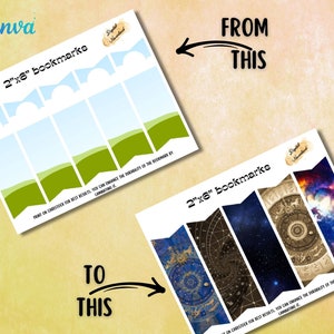 Editable Canva Digital Bookmark Template, Printable Bookmarks, Create ...