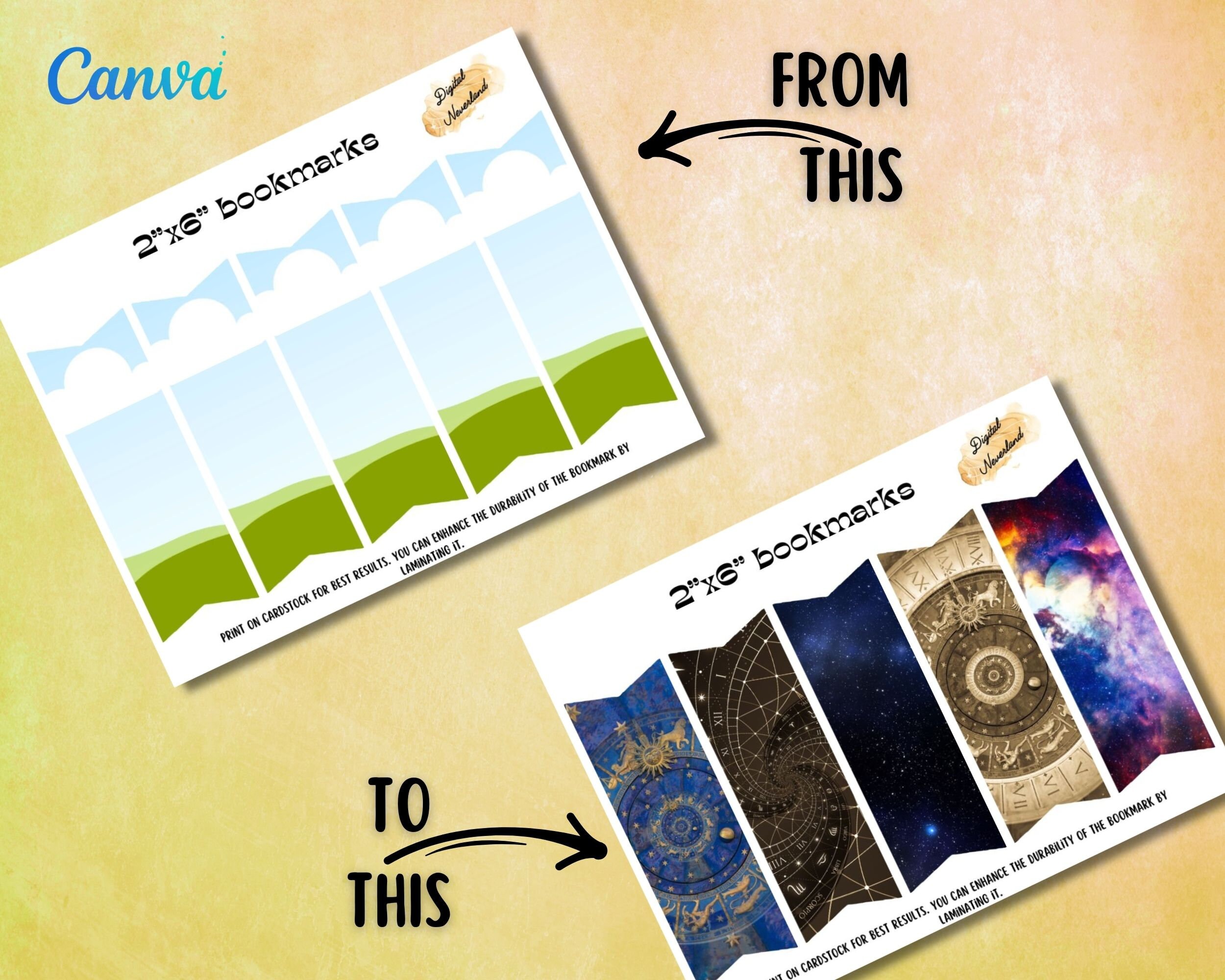 Editable Canva Digital Bookmark Template, Printable Bookmarks, Create ...
