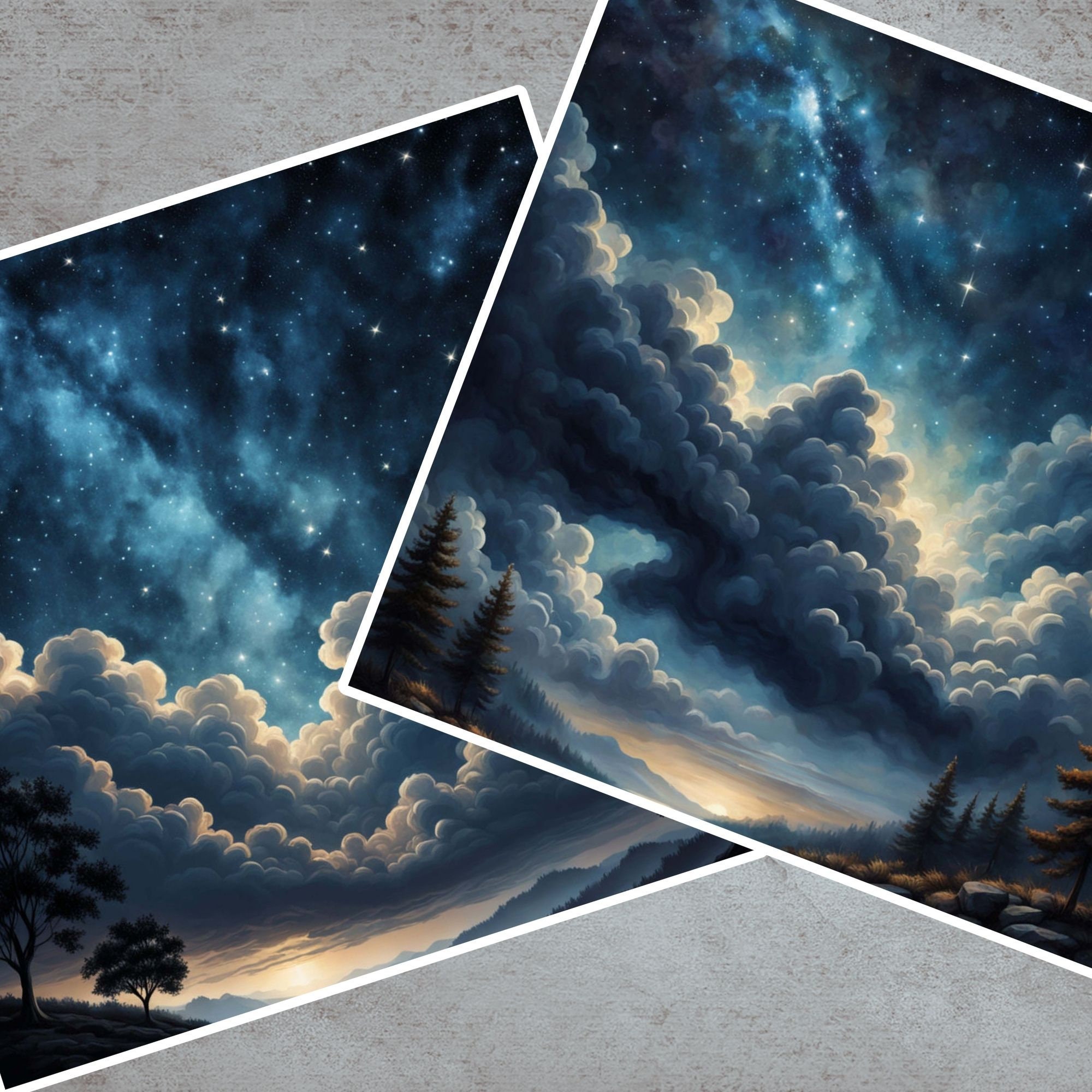 Watercolor Colorful Cloudy Skies Digital Paper Pack,cloud and Sky ...