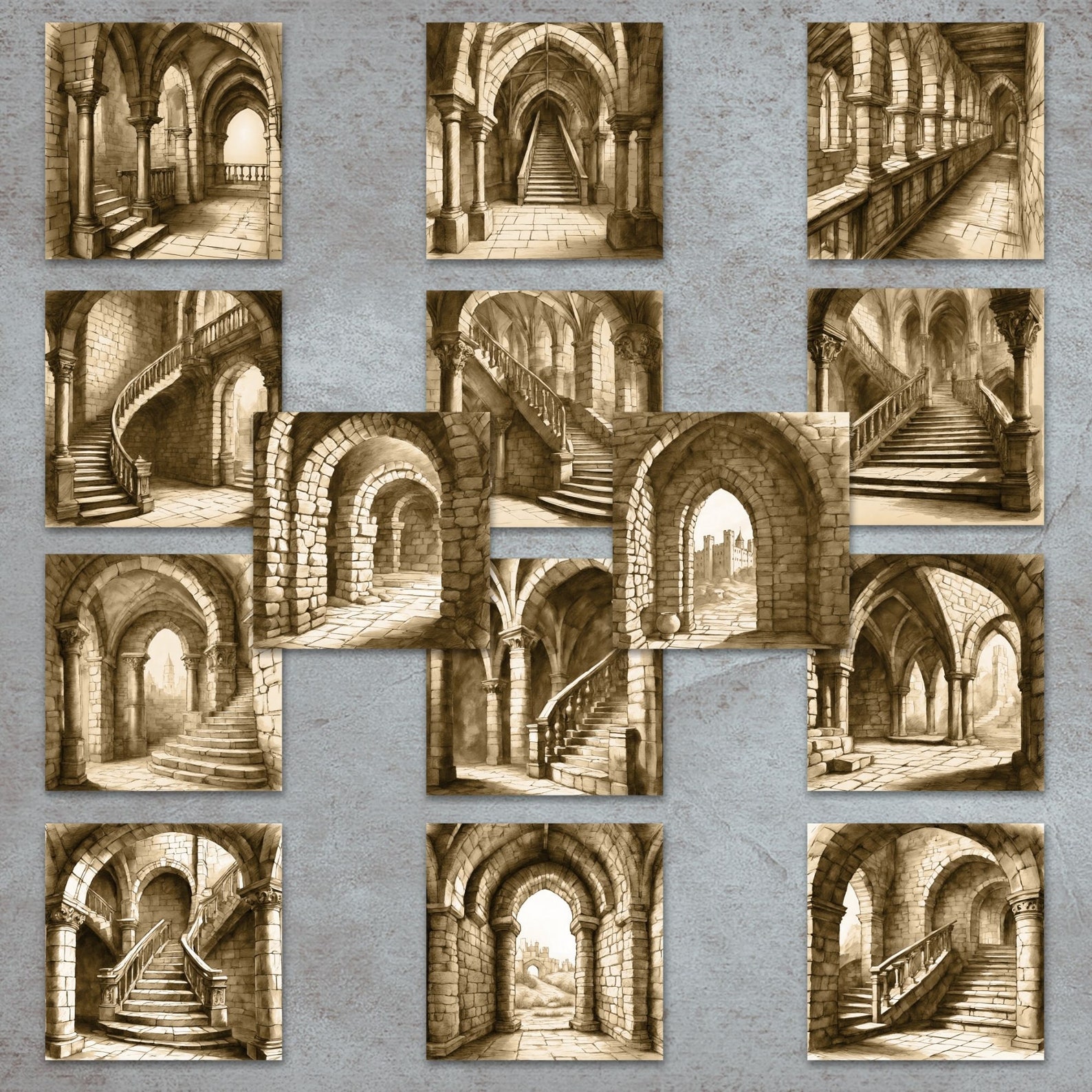 Vintage Medieval Castle Clip Art Set, Digital Scrapbooking Papers ...