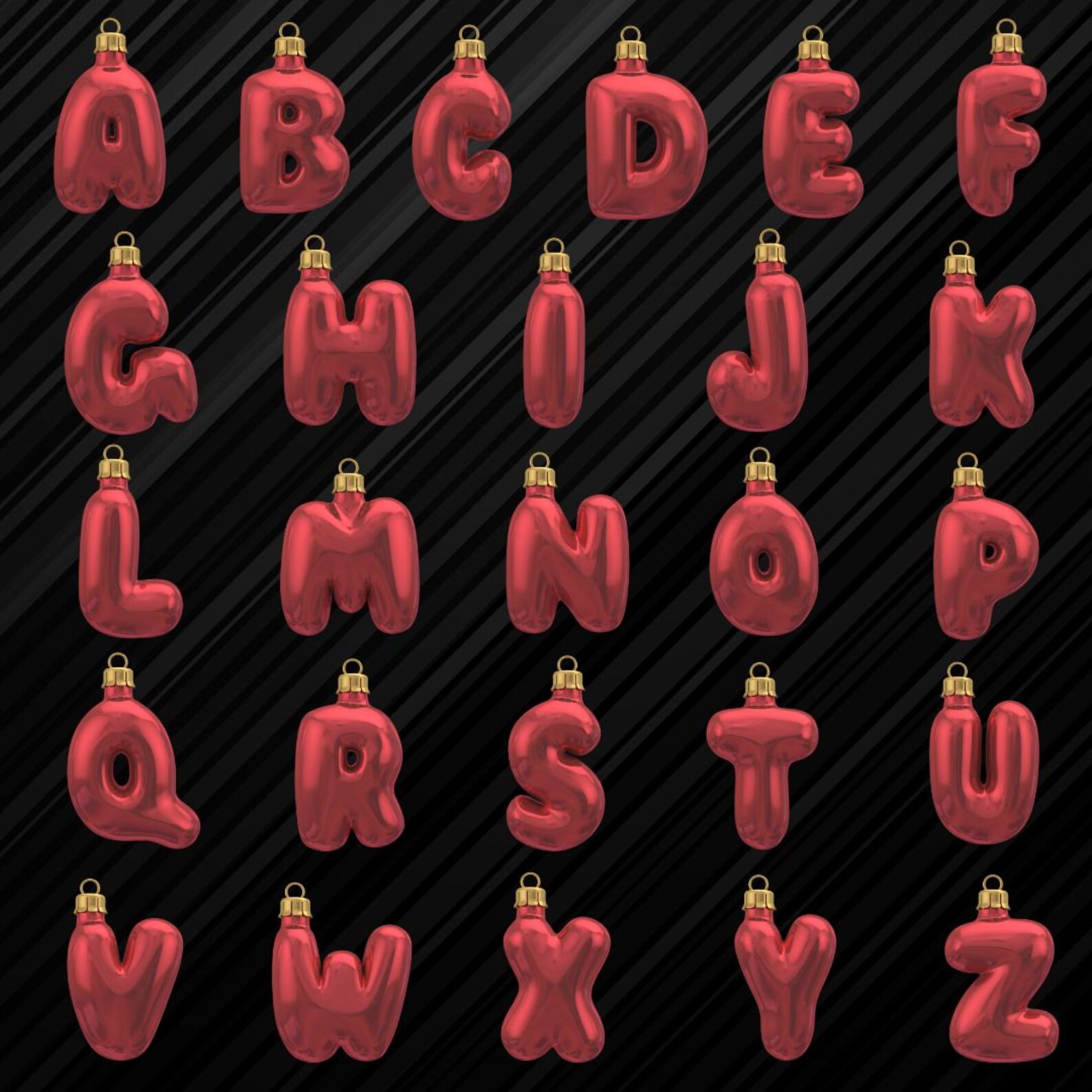 3D Red Christmas Alphabet Letters Set, Holiday Banner Letters, Xmas ...