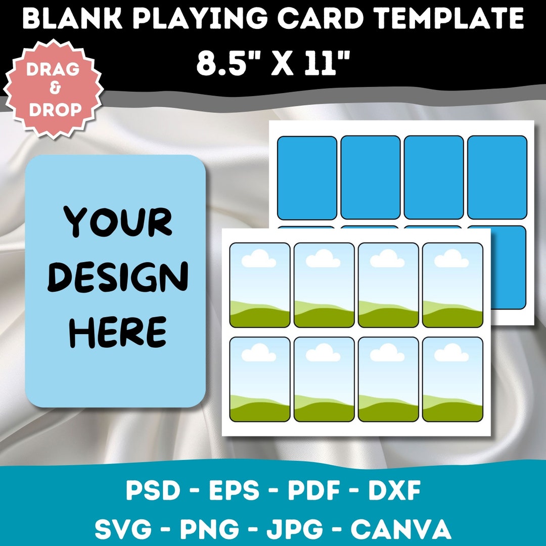 Blank Playing Card Canva Frame Template, Playing Cards SVG Template ...