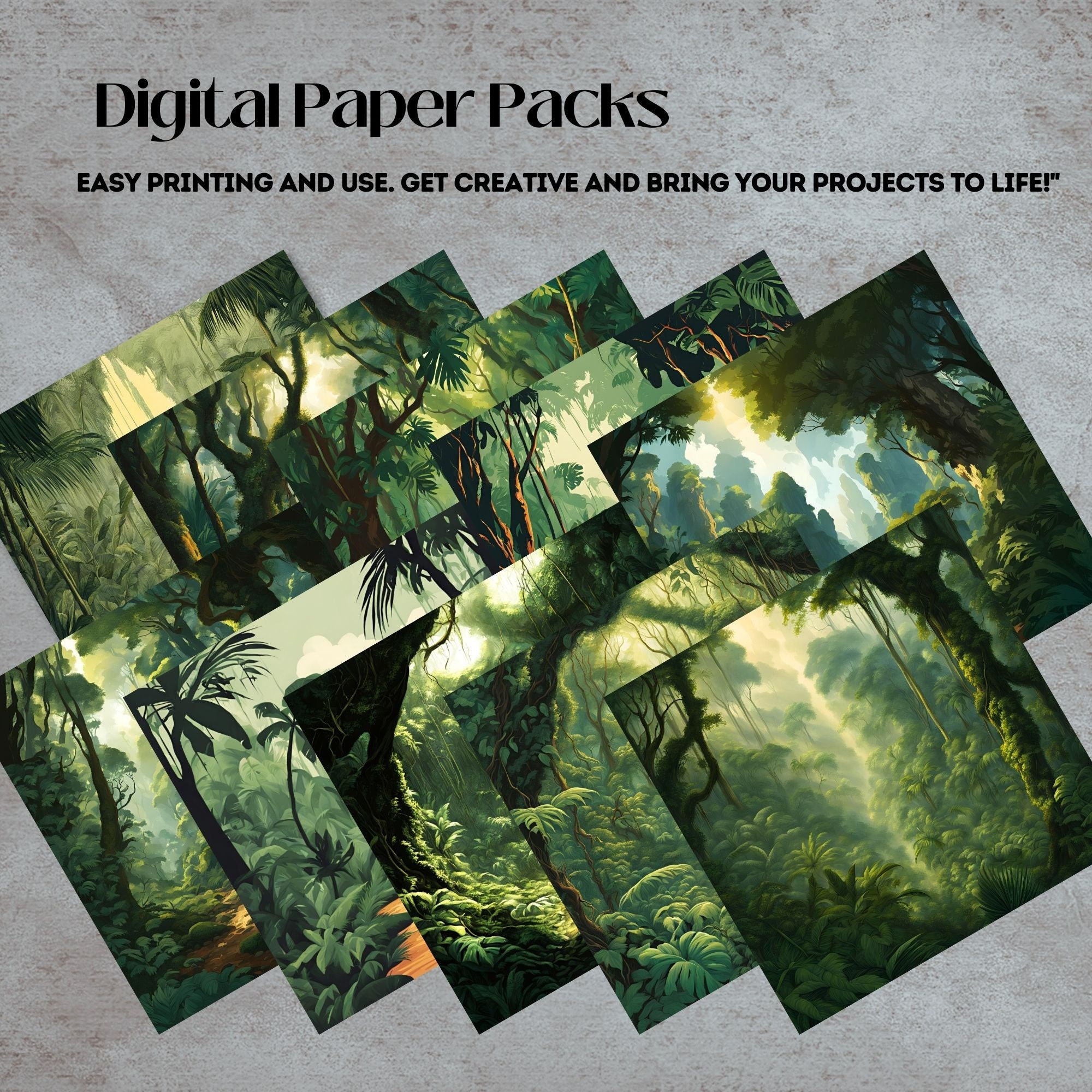 Jungle Digital Paper Pack, Tropical Forest Pattern , Nature Backgrounds ...