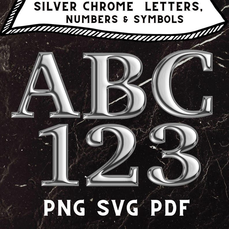 Silver Chrome Alphabet Letters, Liquid Silver Alphabet Letters in PNG ...