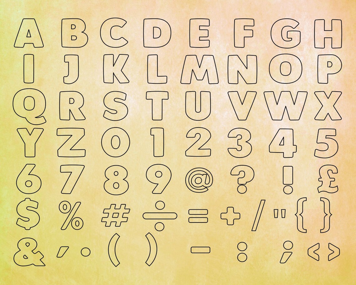 OUTLINE LETTERS and Numbers SVG, Png, Eps and Pdf Files,outline Font ...